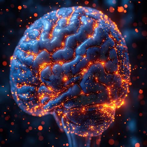 Sci Fi Inspired Ai Brain Glowing With Advanced Neural Connections Stock Illustration
