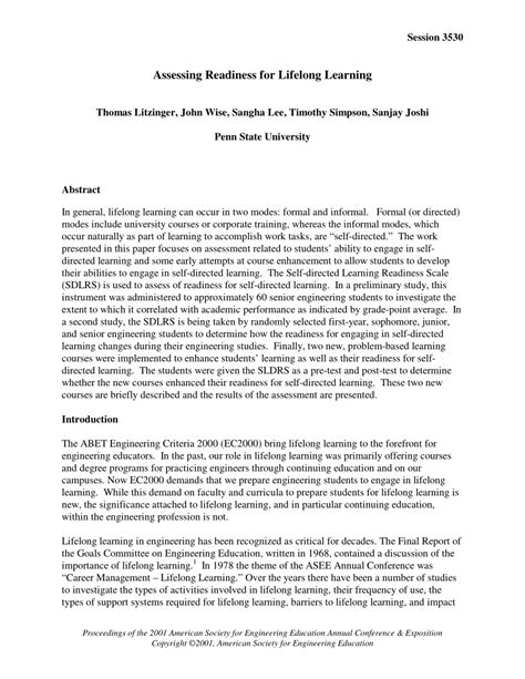 pdf assessing readiness for lifelong learning