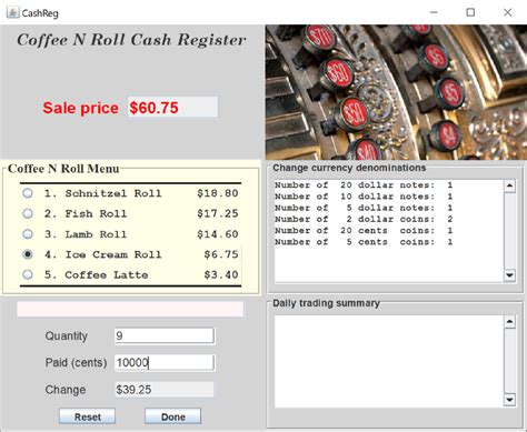 Solved Design A GUI Application To Manage The Coffee N Roll Chegg