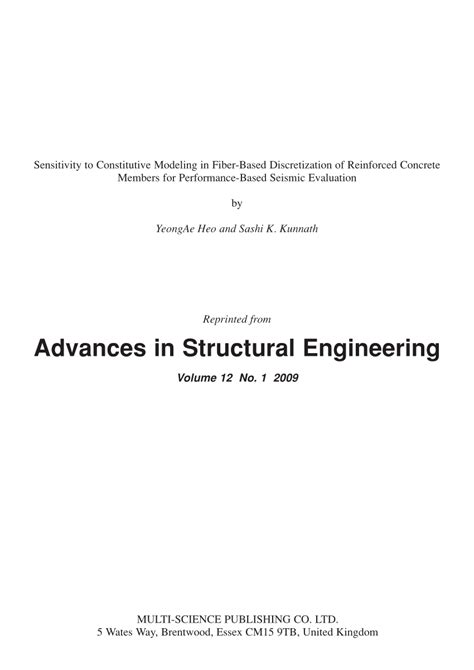 Pdf Sensitivity To Constitutive Modeling In Fiber Based Discretization Of Reinforced Concrete