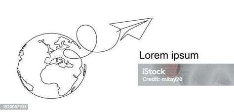 지도에서 이륙하는 연속 선 그리기 종이 비행기와 여행 또는 여행 일러스트 레이 션 벡터의 비행 기호 개념에 대한 스톡 벡터 아트 및 기타 이미지 Istock