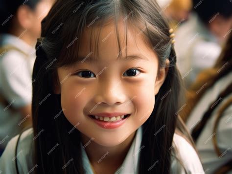 Premium Ai Image Asian Girls Education Happy Beautiful Asian Girl Is