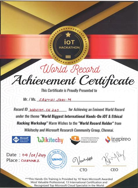 Sakthi Shri Iot Hackathon Eminent World Of Records Sdnb Vaishnav College For Women