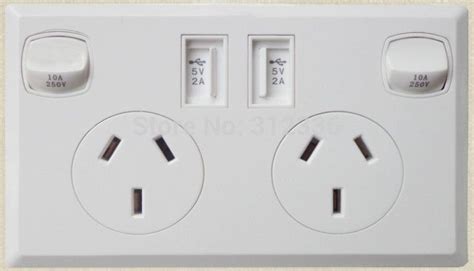 Free Shipping Australia Type Three Holes Socket With Switch 250V 50Hz 16A TWO USB DC 5V 2000mA