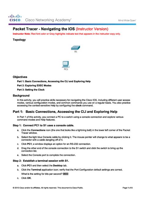 2 Packet Tracer Navigating The Ios Instructor Version Computer