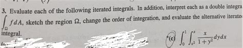 Solved Evaluate Each Of The Following Iterated Integrals In Chegg