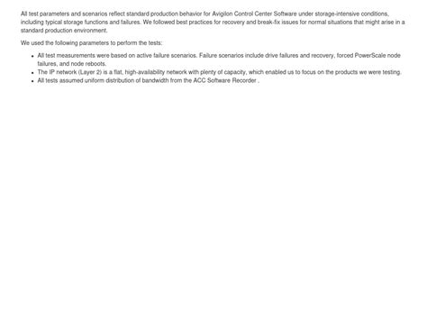 Test Parameters Sizing Guide—dell Emc Storage With The Avigilon Control Center System Dell