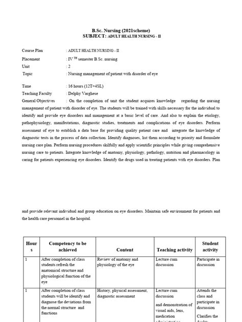 unit plan adult health nursing unit ii pdf medical diagnosis nursing
