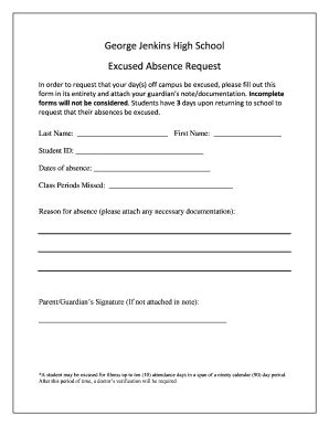 George Jenkins Absent Excuse Form Complete With Ease Airslate Signnow