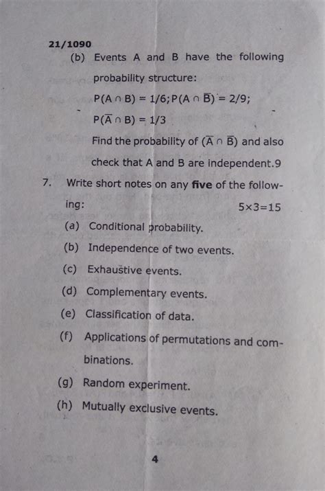Mgkvp Bca Iii Sem Fifth Paper Elements Of Statistics Question Papers