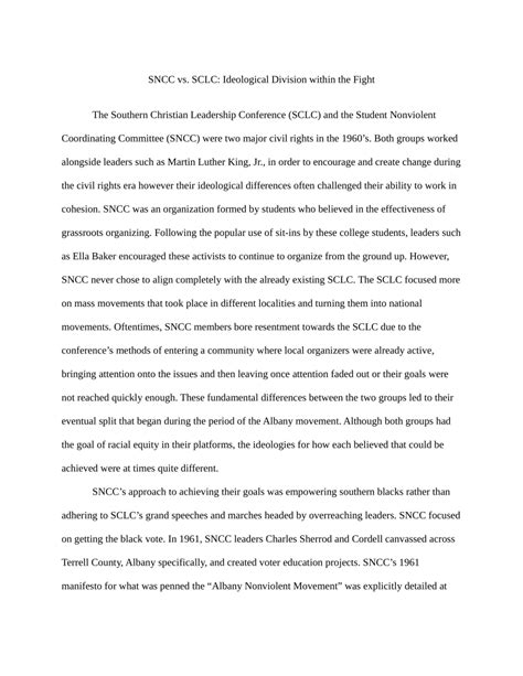 Pdf Sncc Vs Sclc Ideological Division Within The Fight