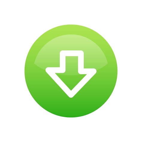 Botón de descarga icono redondo aislado sobre fondo blanco Vector Premium