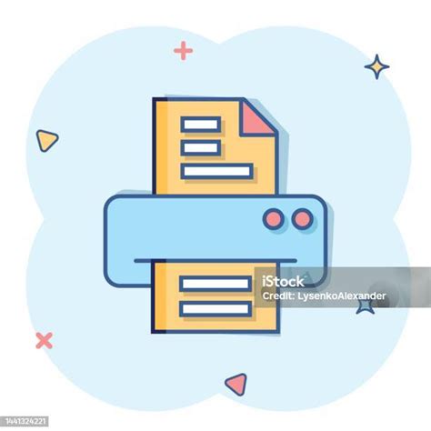 만화 스타일의 사무실 프린터 아이콘 흰색 격리 된 배경에 팩스 만화 벡터 그림 텍스트 인쇄 물 튀김 효과 비즈니스 개념 개념에 대한 스톡 벡터 아트 및 기타 이미지 Istock