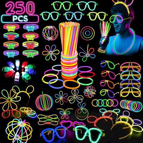Happy Greetings Glow In The Dark Party Supplies 250 Pcs Neon Glow