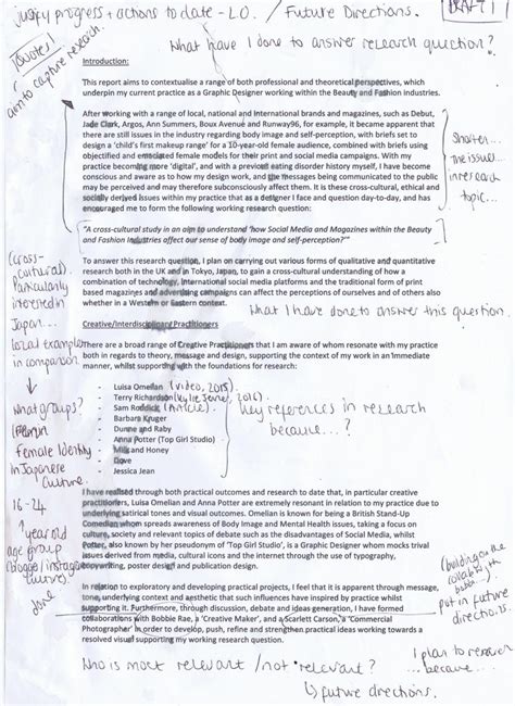 Professional Practice Report Draft 1 And Feedback Ma Creative Practice