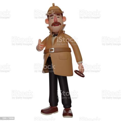 두 엄지 손가락으로 웃는 형사 3d 만화 일러스트 레이 션 3차원 형태에 대한 스톡 사진 및 기타 이미지 3차원 형태