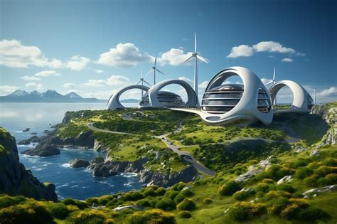 Premium AI Image Sustainable Green Eco Friendly Building Beautiful Illustration Picture