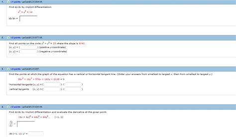 Solved Find Dy Dx By Implicit Differentiation Find All
