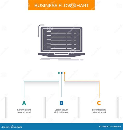 Api App Coding Developer Laptop Business Flow Chart Design With 3 Steps Glyph Icon For