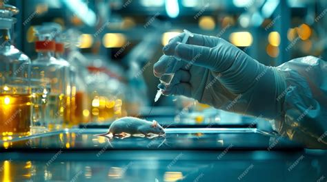 Premium Photo Scientist S Hand Administering Injection To Rat In Laboratory With Blurred