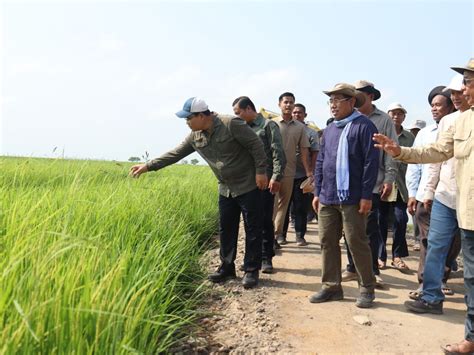 រដ្ឋមន្រ្តីក្រសួងធនធានទឹកចុះពិនឹត្យការស្ដាប្រឡាយរំដោះទឹកជួយសង្រ្គោះស្រូ