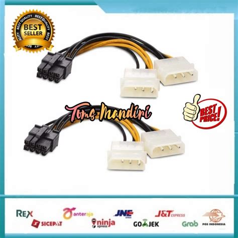 Jual Dual Molex Pin Female To Pin Male Kabel Power Vga Converter Pcie Shopee Indonesia