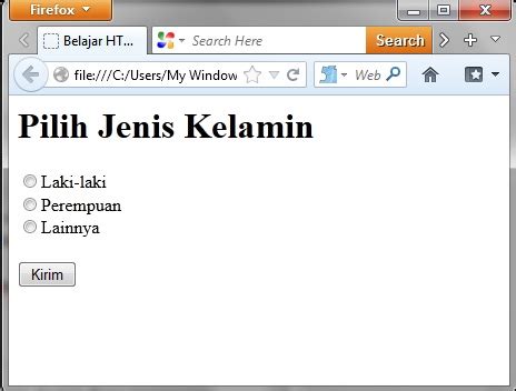 Belajar HTML Membuat Radio Button Inspire Use All