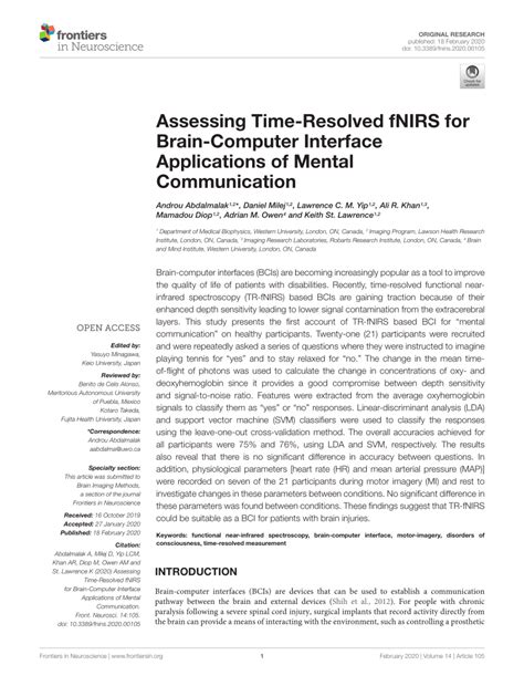 pdf assessing time resolved fnirs for brain computer interface