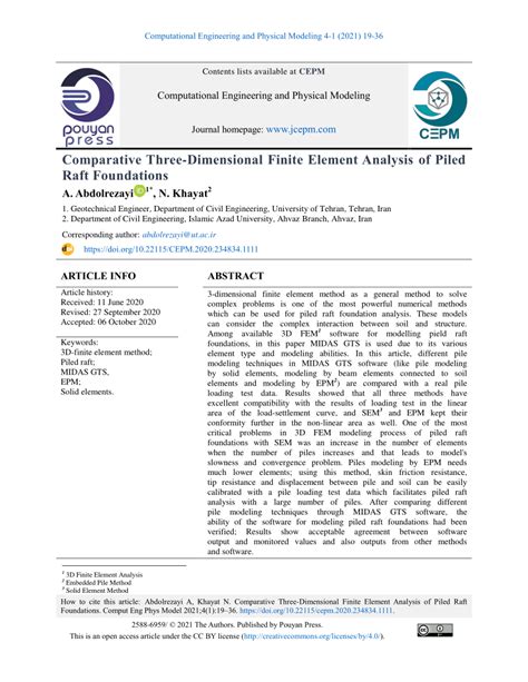 PDF Comparative Three Dimensional Finite Element Analysis Of Piled Raft Foundations