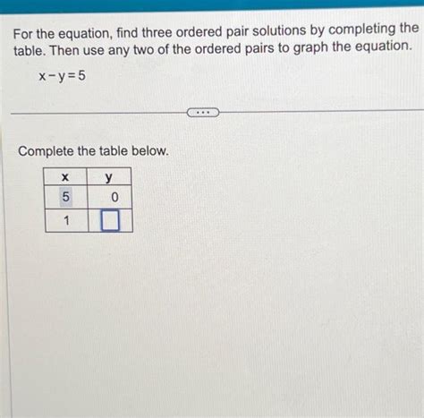 Solved For The Equation Find Three Ordered Pair Solutions