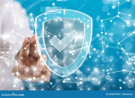 3d Rendered Security Lock Hovering In Mans Hand Stock Illustration
