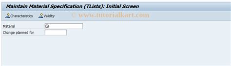 QS SAP Tcode Maintain Material Spec Planning
