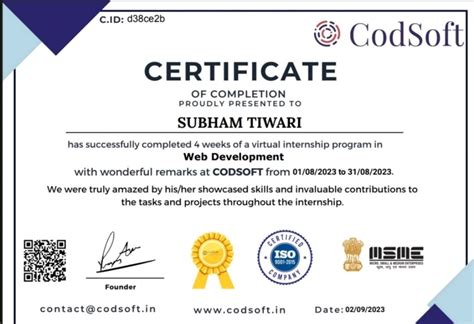 Subham Tiwari On Linkedin Codsoft Webdevelopment Html Css Javascript