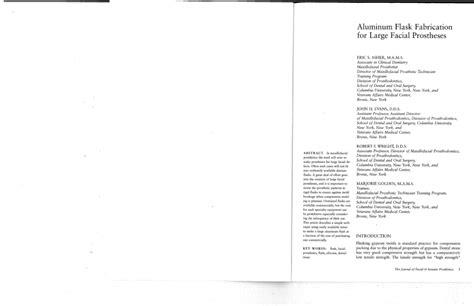 Pdf Aluminum Flask Fabrication For Large Facial Prosthesis