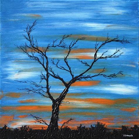 Night Tree Painting by Daniel Urbaník Saatchi Art Tree painting canvas Tree watercolor