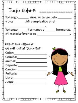 Getting To Know You Sheets Spanish Version By Miss Nelson Tpt