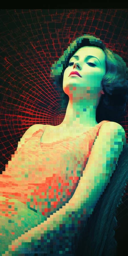 Retro Futuristic Pixel Art Playful Body Manipulations By Reylia Slaby Stock Illustration