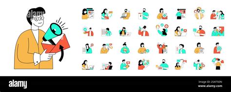 Marketing And Development Concept With Character Situations Mega Set In Flat Web Design Bundle