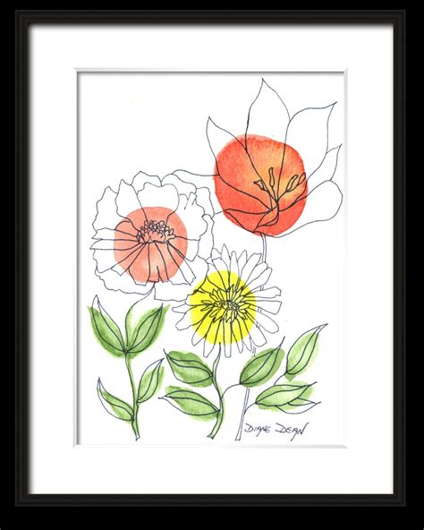 Watercolor Ink Flower Art Print Abstract Floral Poster Etsy