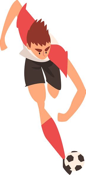 전문 축구 선수 실행 하 고 공을 발로 유니폼 훈련에 축구 선수 문자 연습 축구 전면 보기 벡터 일러스트 레이 션 경기 스포츠에 대한 스톡 벡터 아트 및 기타 이미지