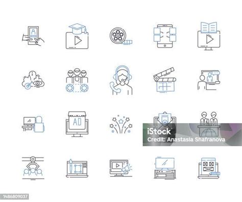 소프트웨어 응용 프로그램 라인 아이콘 컬렉션입니다 혁신 통합 효율성 자동화 유용성 성능 호환성 벡터 및 선형 그림 보안 최적화 신뢰성 개요 표지판 세트 가상현실에 대한 스톡