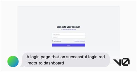 a login page that on successful login redirects to dashboard a shadcn ui and v0 generation v0