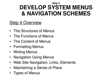 Ppt Step 4 Develop System Menus And Navigation Schemes Powerpoint Presentation Id9318322