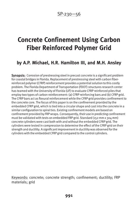 Pdf Concrete Confinement Using Carbon Fiber Reinforced Polymer Grid