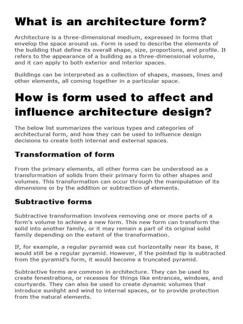 What Is An Architecture Form Pdf Shape Geometry