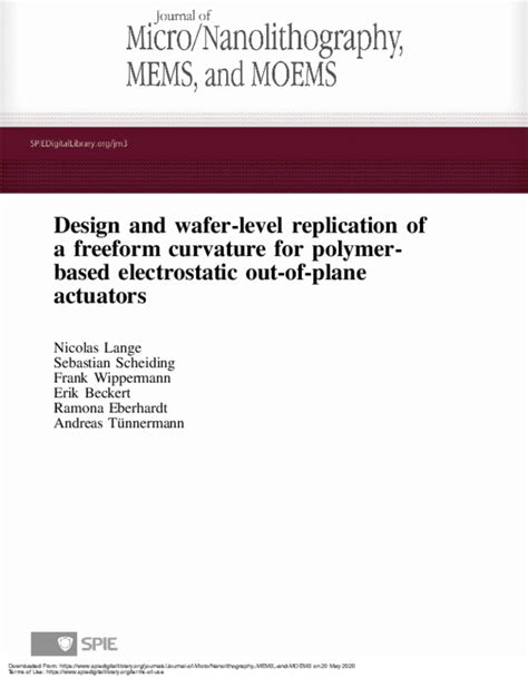 Pdf Design And Wafer Level Replication Of A Freeform Curvature For Polymer Based Electrostatic