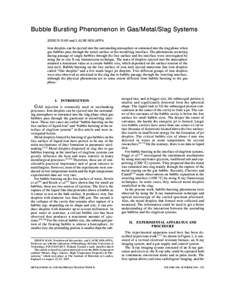 Pdf Bubble Bursting Phenomenon In Gasmetalslag Systems Lauri Holappa