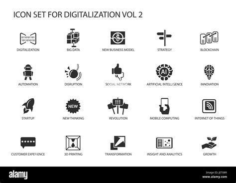 Digitalization Icon Vector Set For Topics Like Big Data Business Stock Vector Art