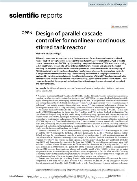 pdf design of parallel cascade controller for nonlinear continuous