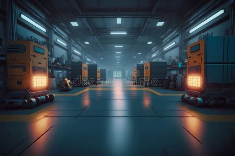 Automated Modern Retail Warehouse Robotics Transporting Boxes Of Product Packages In